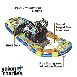 Yukon Charlie's Yukon SNO-Bash Kids Snowshoe and Trekking Pole Kit - for Boys and Girls up to 100lbs