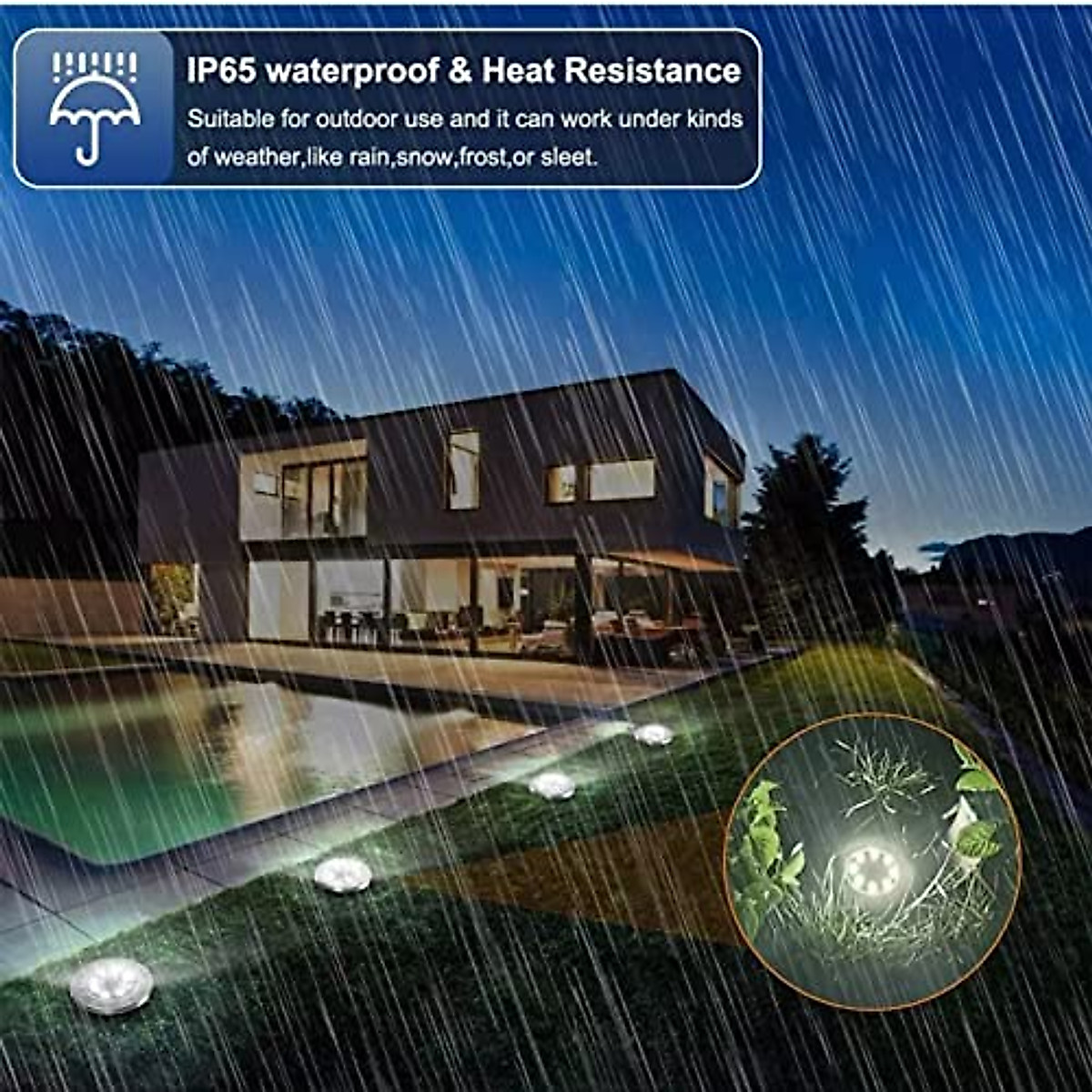 Monroe's Parloir LED Solar Lights, 8 LED's Per Solar Disk Lights, Outdoor Waterproof Solar In Ground Lights for Garden, Landscape, Pathway, Patio, and Driveway, 4 Pack (Cool White)