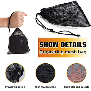 Miuion Durable Nylon Mesh Bag with Sliding Drawstring Cord Lock Closure,Large Black Mesh Bag for Golf Tennis Balls,Gym,Shower,Washing Toys,Swimming,Beach,12×7.5 Inch