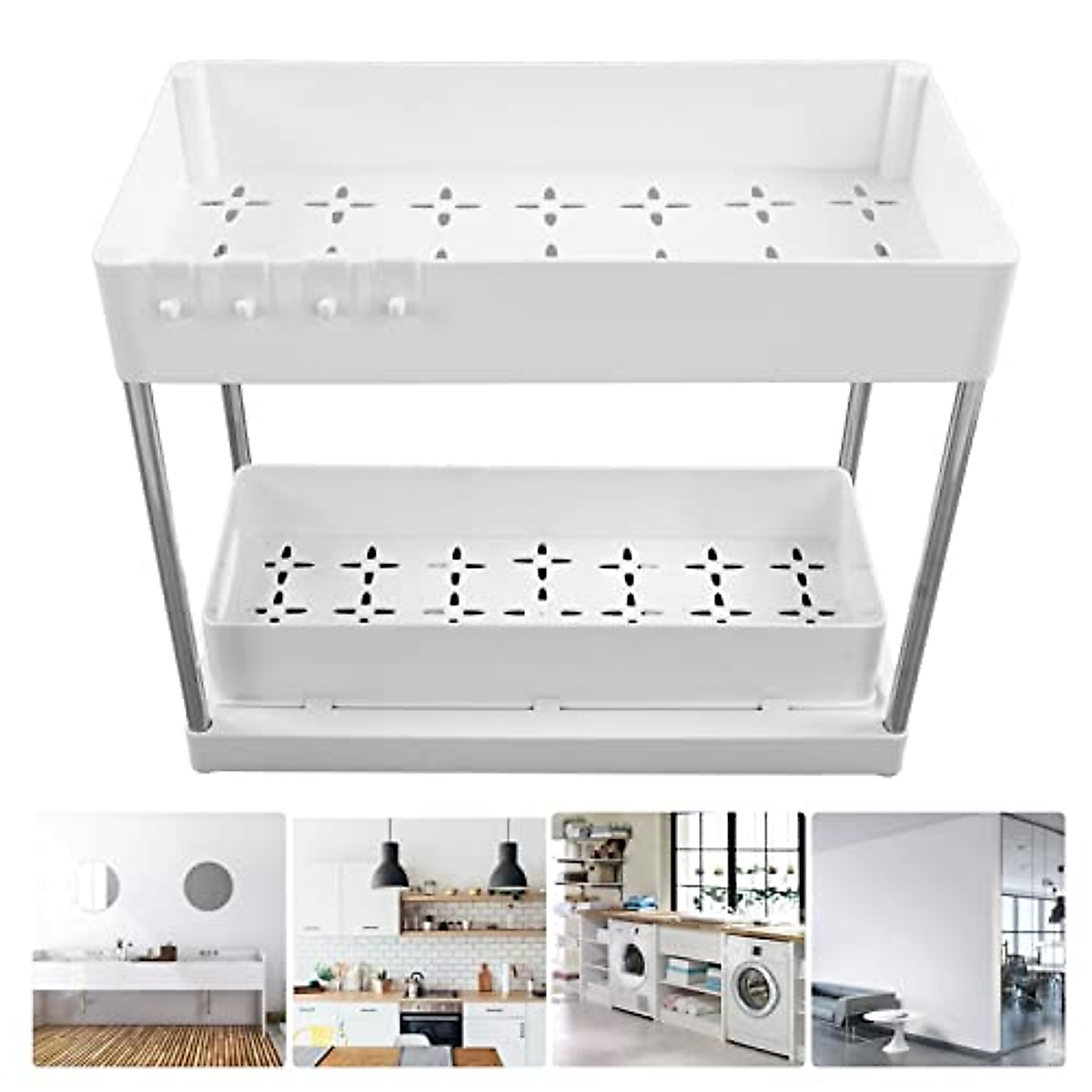 Otufan Under Sink Countertop Organizer, Abs Pull-Out Single-Layer Under Sink Countertop Organizer Storage Organizer for Kitchen Bathroom Cosmetic Storage(#2)