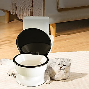 Cat Water Dispenser Toilet Shaped Water Bowl Funny Automatic Toilet Water Bowl Dish Refillable Drinking Fountain for Dogs and Cats