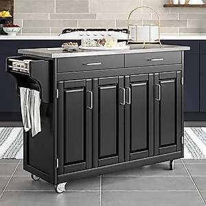 Homestyles Create Kitchen Cart, Stainless Steel Top, Black