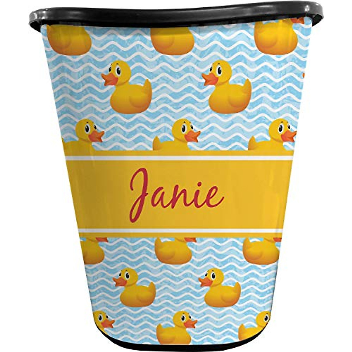 RNK Shops Rubber Duckie Waste Basket - Double Sided (Black) (Personalized)