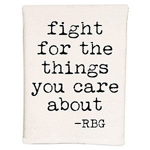 Moonlight Makers Soft Cotton Waffle Design Hand Towel, Bathroom/Kitchen Farmhouse Decor, Cute Gift, BOHO, Stocking Stuffer (Fight (RBG Quote))