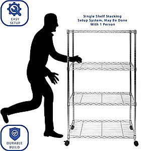 Seville Classics Solid Steel Wire Shelving Storage Unit Adjustable Shelves Organizer Rack, for Home, Kitchen, Office, Garage, Bedroom, Closet, Steel, 4-Tier, 30" W x 14" D