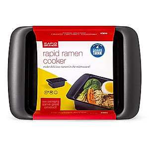 Rapid Ramen Cooker - Microwave Polypropylene Ramen in 3 Minutes - BPA Free and Dishwasher Safe - Black