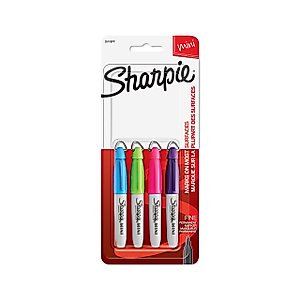 SHARPIE 35108PP Mini Permanent Markers, Fine Point, Vibrant Colors, 4 Count
