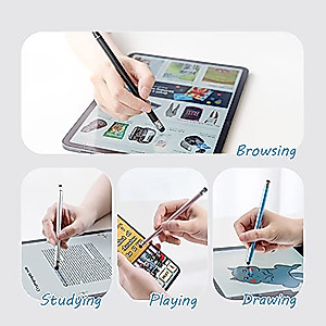 Stylus Pens for Touch Screens, Abiarst Stylus Pens High Precision Capacitive Stylus for iPad iPhone Tablets Samsung Galaxy All Universal Touch Screen Devices (4-Pack Black/Blue/Silver/Rose Pink)