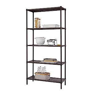 TRINITY Slat Style 5-Tier Adjustable Shelving, Metal Standing Shelf for Commercial or Residential Use in Kitchen,Bathroom,Laundry Room or Office, 1750 Pound Capacity, 36”W by 14”D by 72”H, Dark Bronze