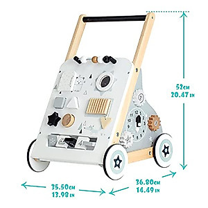 Wooden Baby Walker, Baby Push Walkers, Walker for Baby Boys and Girls, Baby Activity Center, Toddler Montessori Toys for 1+ Year Old, Kids Multi-Activity Learning Walker