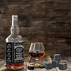 JISUSU Whiskey Stones Gift Set ，9 Whiskey Rocks Chilling Stones in Luxury Wooden Gift Box with Stainless Steel Tongs and Velvet Pouch