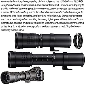 Camera EOS Rebel T7 w/ 18-55mm Zoom Lens Kit + 64GB Memory, 420-800mm Super Zoom Lens, Wide Angle Lens, Telephoto Lens, 3PC Filter Kit, Photo Backpack, Tripod + More (34PC Bundle)