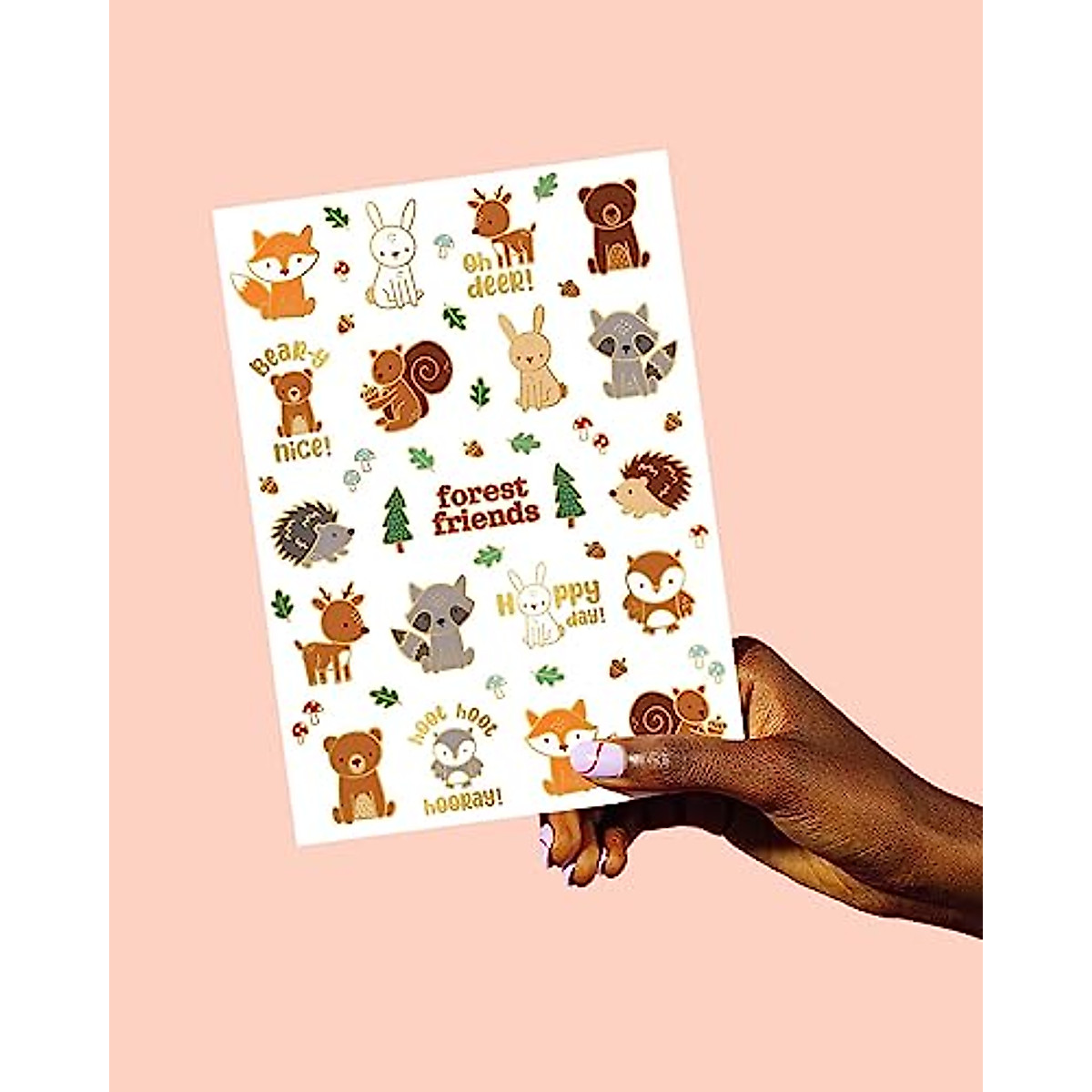 xo, Fetti Woodland Animal Temporary Tattoos - 42 Glitter Styles | Forest Friends Birthday Party Supplies, Deer Baby Shower, Bear Favors, Fox, Owl