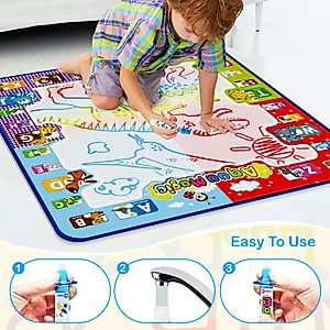 Jasonwell Aqua Water Doodle Mat 31x31 Inches Large Magic Drawing Doodling Mat Coloring Mat Educational Toys Christmas Birthday Gifts for Kids Toddler Boys Girls Age 2 3 4 5 6 7 8 Year Old (Alphabet)