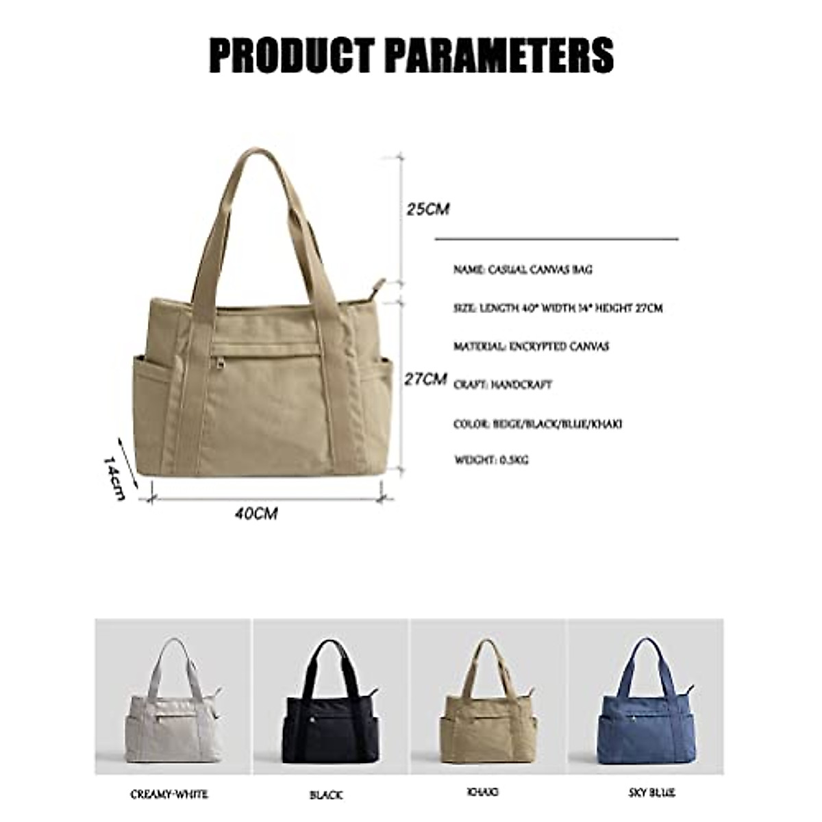 Meyooha Tote Bag Large-Capacity Canvas Bag Women'S Shoulder Retro Casual Canvas Handbag Literary Tote Bag Women