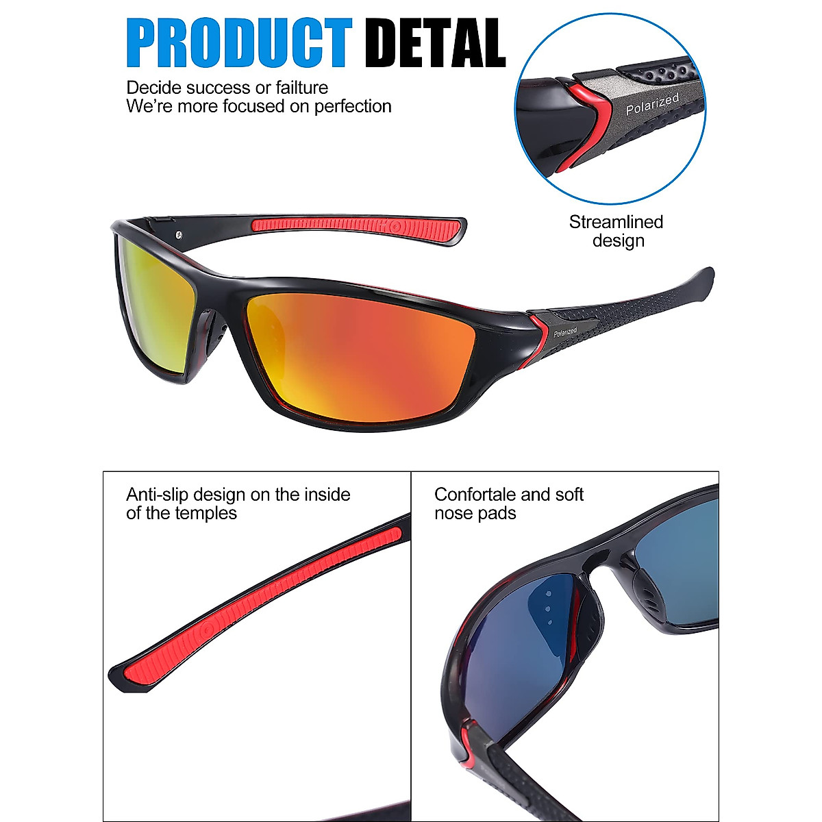 9 Pairs Polarized Sports Sunglasses Driving Shades Running Sunglasses for Men Polarized Tactical Sunglasses(Classic Colors)