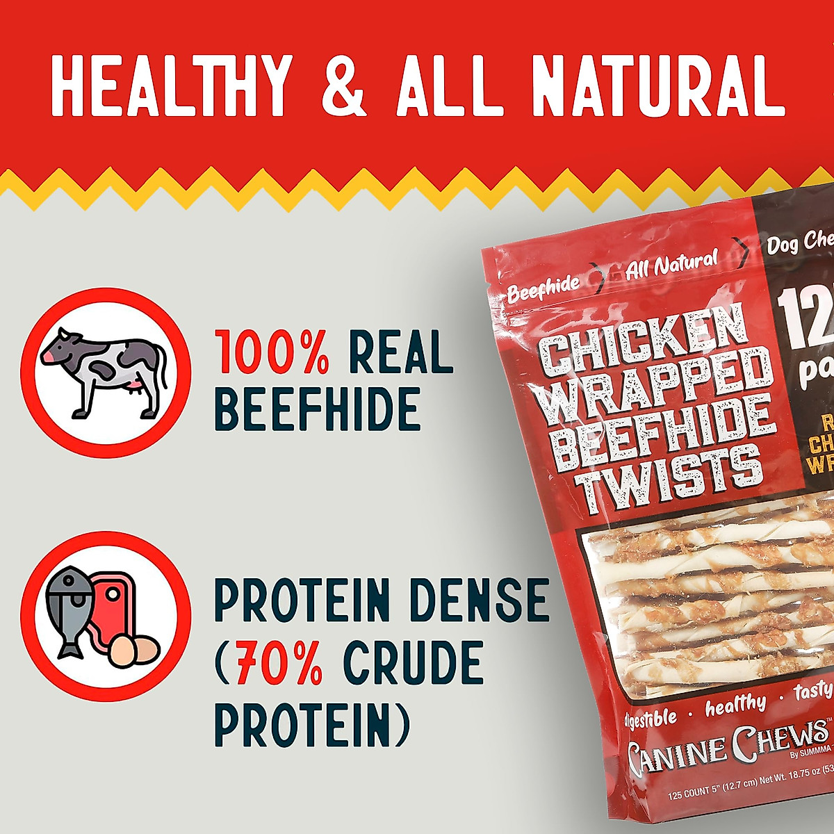 Canine Chews Chicken-Wrapped Rawhide Chews for Dogs (125 ct.)