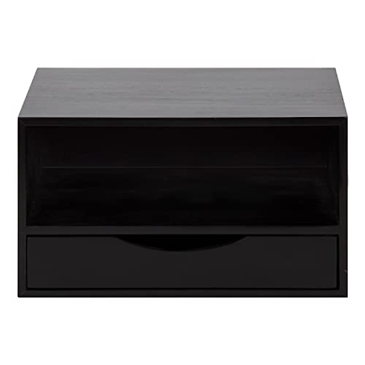 Kate and Laurel Hutton Modern Floating Shelf and Side Table, 12.5 x 10 x 7, Black, Modern Minimalist Floating End Table for Storage and Display with Bold Finish