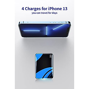 senymin Power Bank Smallest and Lightest 10000mAh External Battery Ultra-Compact High-Speed Charging Technology Portable Charger for iPhone, ipad,Samsung Galaxy S20/21 and More(Black)