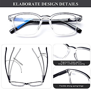 AQWANO Computer Reading Glasses Blue Light Blocking, Quality Clear Readers for Women Men Anti Glare Filter UV Ray Filter with Spring Hinge, 2.0