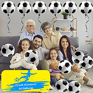 12 Pack 4D Soccer Ball Balloons 22 Inch Soccer Foil Balloons Soccer Helium Balloons for Soccer Birthday Themed World Cup Party Decorations