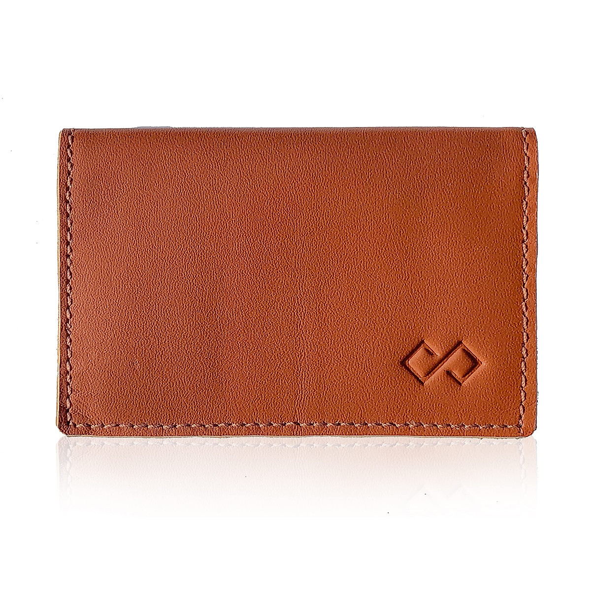Leather Infinity Wallet - Minimalist Wallets for Men and Women (Cognac)