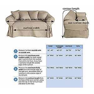 Classic Slipcovers WDEN2PC10WHT Sofa slipcover, 2 Piece, Separate Cushion Cover, Pure White