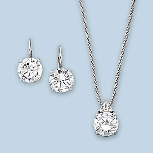 Ross-Simons 13.00 ct. t.w. Round CZ Drop Earrings in Sterling Silver