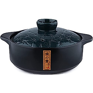 Lake Tian Ceramic Cooking Pot, Clay Pot Cooking, Earthenware Pot, Japanese Donabe, Chinese Ceramic/Casserole/Clay Pot/Earthen Pot Cookware Stew Pot Stockpot with Lid Small Steam, 砂锅 (Blue 2L/2.1QT)