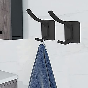 HUFEEOH Adhesive Towel Hooks, Deavy Duty Hooks Adhesive Towel Hanger for Bathroom, Bedroom, Kitchen, Restroom, Hotel and Wall Mounted (8PC, Black)