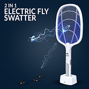 Himalayan Glow Electric Bug Zapper, Instant Fly Swatter Rechargeable Racket, Mosquito Repellent 3,000 Volt, USB Charging Fly Zapper for Indoor & Outdoor