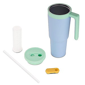 Fijinhom 40 oz Tumbler with Handle and Straw, Triple Layer Insulated Stainless Steel Water Bottle with Infuser, Travel Tumbler Fit Most Cupholder, Gifts for Women & Men, Light Blue