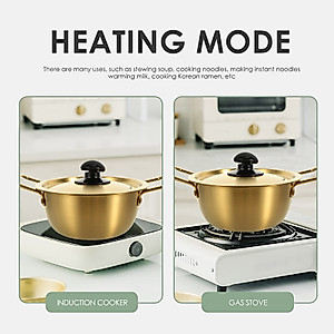 YARDWE 1 Set Stainless Steel Instant Noodle Pot Korean Ramen Korean Noodles Ramen Seafood Boil Pot Ramen Noodle Cooker Japanese Ramen Chocolate Milk Pans Cooking Pot Induction Saucepan