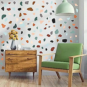 Terrazzo Wall Decals Irregular Stones Wall Sticker Multicolor Polka Dot Wall Stickers Modern Geometric Abstract Wall Decals Living Room Nursery Bedroom Decor