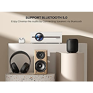 Projector with WiFi and Bluetooth, 9000L Portable Movie Projector 5G WiFi 1080P 4K Support, YABER V5 Mini Home Theater Projector with Tripod and Bag Compatible with Phone HDMI PC TV Stick