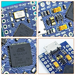 Hosyond 3pcs Pro Micro ATmega32U4 for Leonardo 5V 16MHz Development Board Micro-Controller Compatible with Arduino IDE