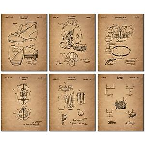Football Patent Wall Art Prints - Set Of 6 Vintage Photos