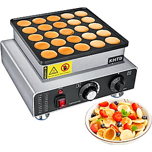 KHTD Mini Pancake Maker Machine, 25PCS Electric Nonstick Dutch Pancake Maker, 1.6 Inches Commercial Muffin Maker with Thermostat & Timer Control for Home Restaurant Snacks (12.8"D x 11.5"W x 7.6"H)