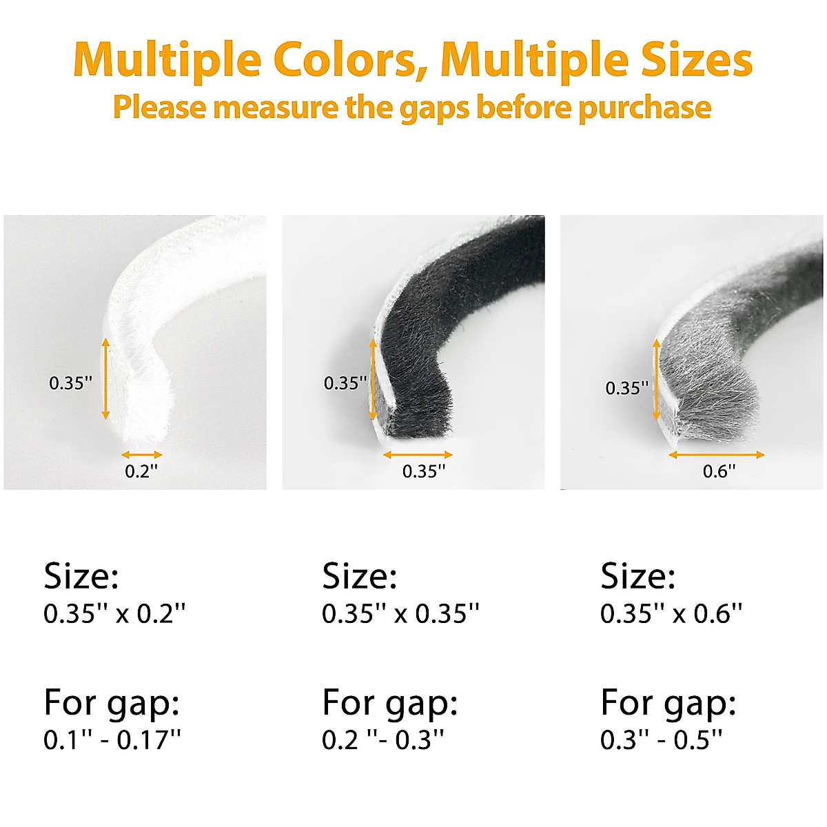 39.4FT Brush Weather Stripping, Neat Pile Self Adhesive Seal Strip for Windows and Door, Weatherstrip for Soundproofing, Windproof, Dustproof, Stronger Stickiness, 0.35'' Wide x 0.2'' Thick, Grey