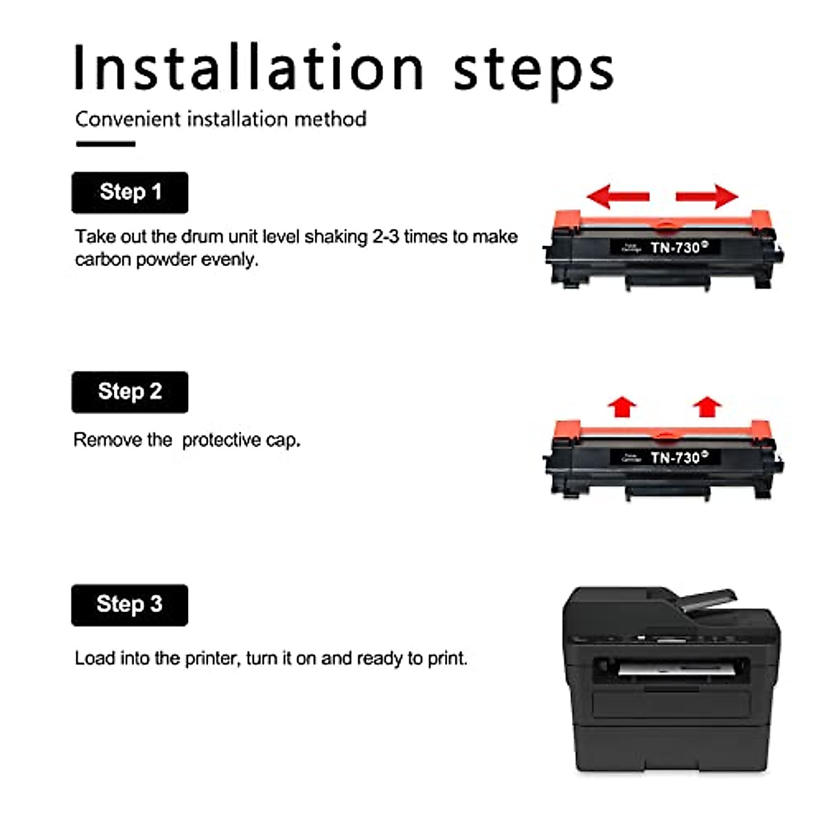 ZJBJ (1-Black) TN730 TN-730 Toner Cartridge Compatible Replacement for Brother DCP-L2550DW MFC-L2710DWL 2750DWL 2750DWXL