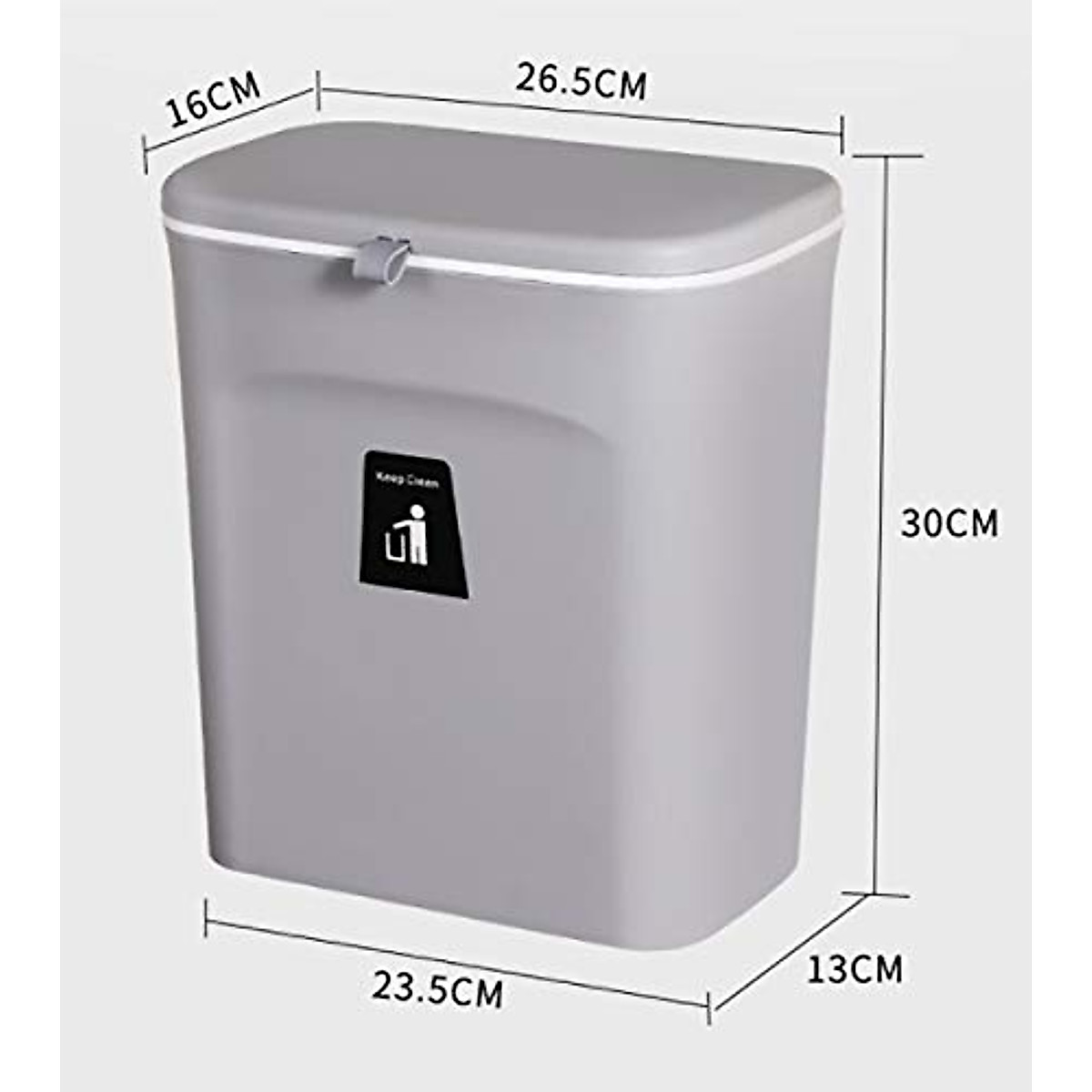 Waste Container Hanging Trash Can, Wall Mount bin with lid, Kitchen Cabinet Door, Bathroom, bar top, Double Action lid