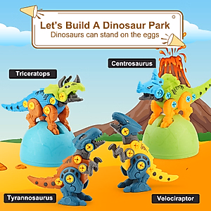 Yutin Take Apart Dinosaur Toys, Easter Egg Toy, STEM Construction Building Kits for Kids, Toddler Dino Gift for 3 4 5 6 7 Year Old Boys