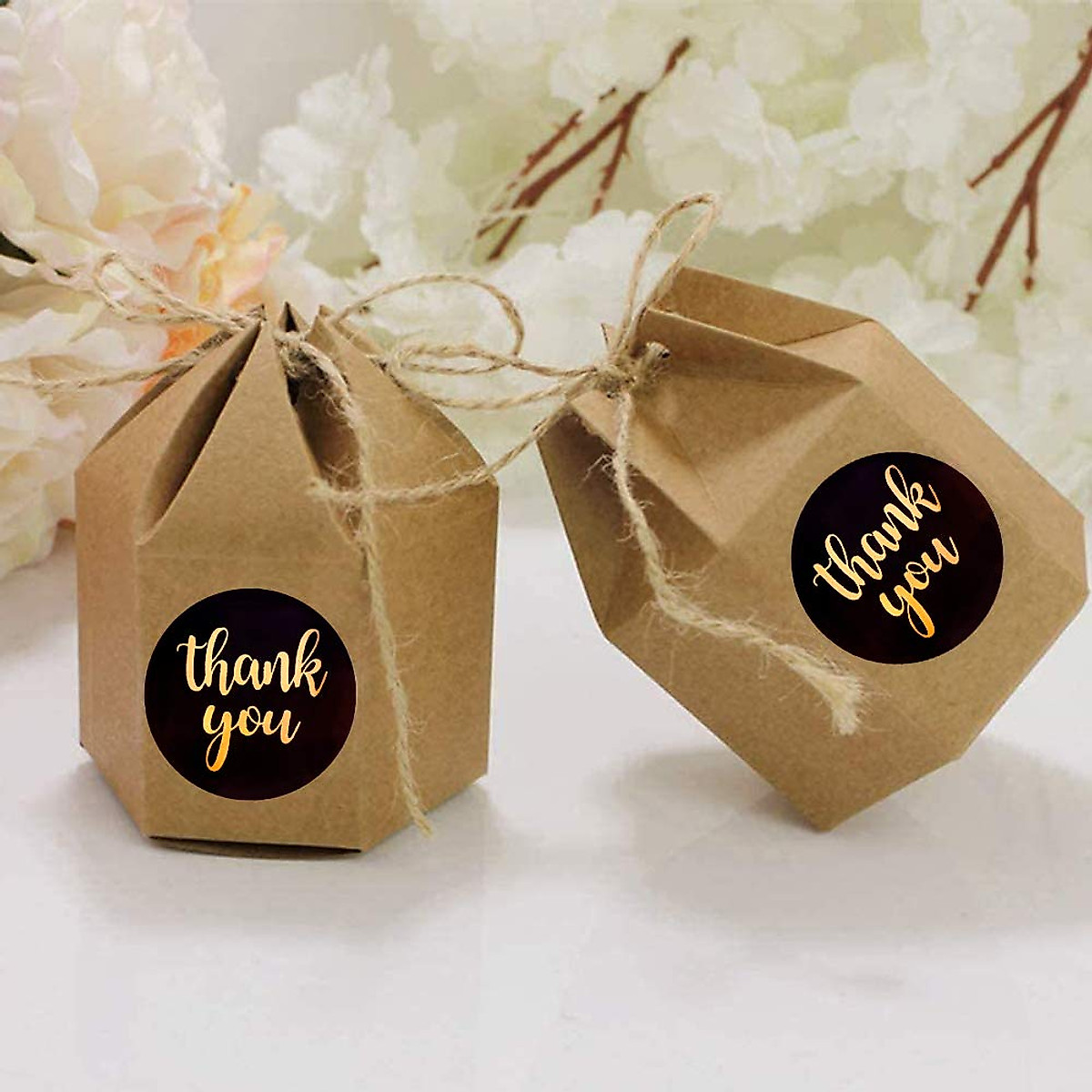Thank You Label Sticker 1.5" Round, 500 Labels per Roll, Thank You Sticker for Birthday, Wedding, Gift, Bridal Shower Gold(Black/Gold)