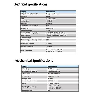 Lightning Arrestor N Male to Male 50 Ohm 0-6GHz with 90V Gas Tube Coaxial WiFi Lightning Arrester (Lightning arrestor N Male to Male)
