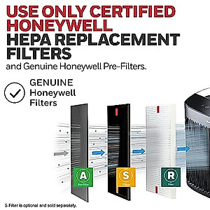 Honeywell InSight HEPA Air Purifier with Air Quality Indicator and Auto Mode, Allergen Reducer for Large Rooms (360 sq. ft), Black, Wildfire/Smoke, Pollen, Pet Dander & Dust Air Purifier, HPA5200