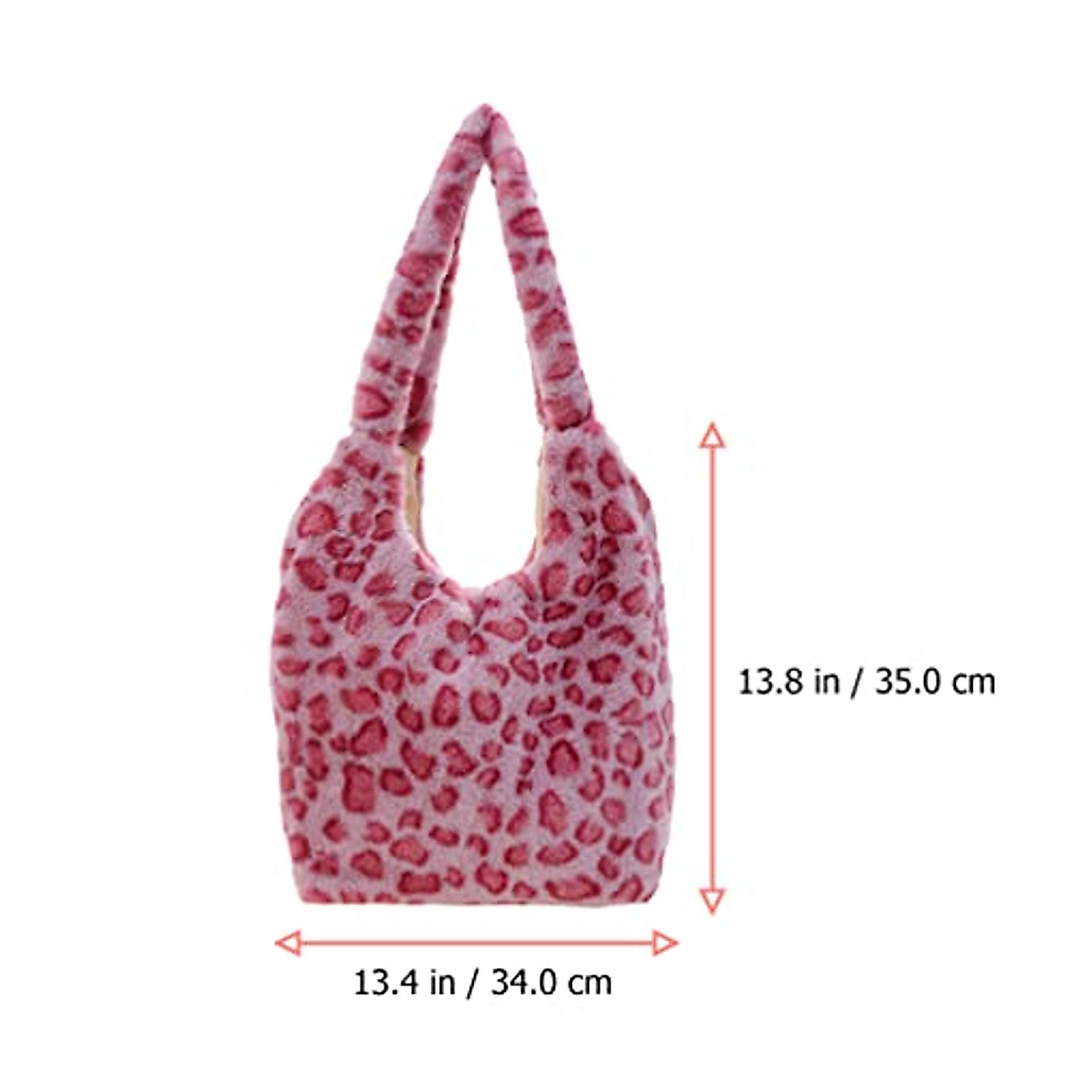Plush Shoulder Bag Fluffy Leopard Print Tote Bag Cute Fuzzy Underarm Bag Handbag Bag Winter for Women Girls Pink