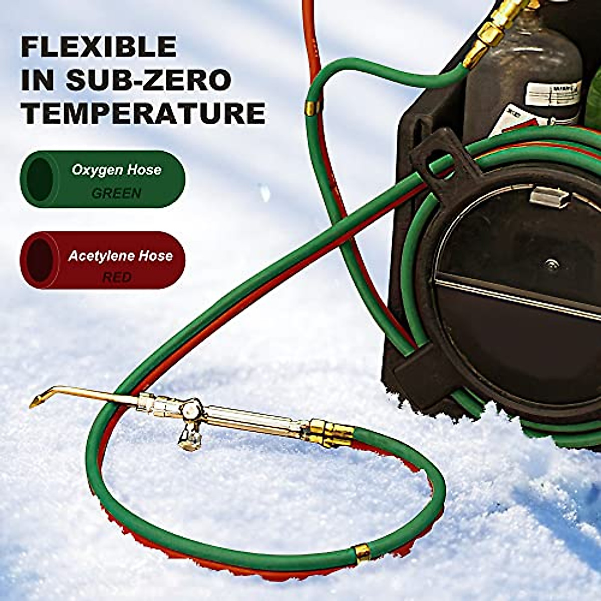 Hromee Oxygen Acetylene Hose 1/4-Inch × 50 Feet with 9/16"-18 B fittings Welding Cutting Torch Twin Hose