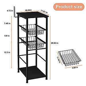 SZJUANWANG Freestanding Bathroom Shelf Toilet Paper Storage Cabinet Bathroom Storage Shelf Stand 4 Tier Open Shelving Unit Towel Storage Organizer for Bathroom Living Room Pantry Black