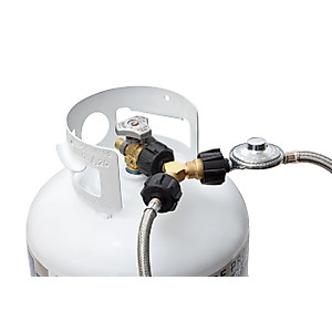 Flame King Propane Tank Y Splitter Adapter with Valves, 2-Way LP Gas Connector for 20lb Propane Tank Cylinders, Works with BBQ Grills, Camping Stoves, Gas Burners, Heaters