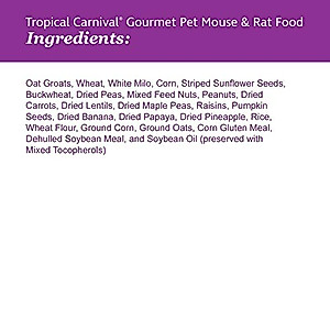 Tropical Carnival F.M. Brown's Gourmet Pet Mouse and Rat Food with Fruits - Veggies, Seeds, and Grains, Vitamin-Nutrient Fortified Daily Diet - 2lb